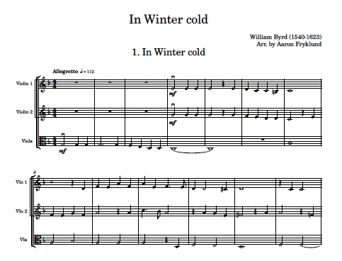 In Winter Cold for String Trio – Sonora Music Press